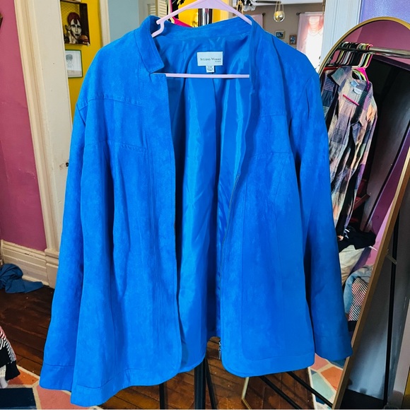 Vintage | Jackets & Coats | Vintage Bright Blue Zip Up Jacket | Poshmark